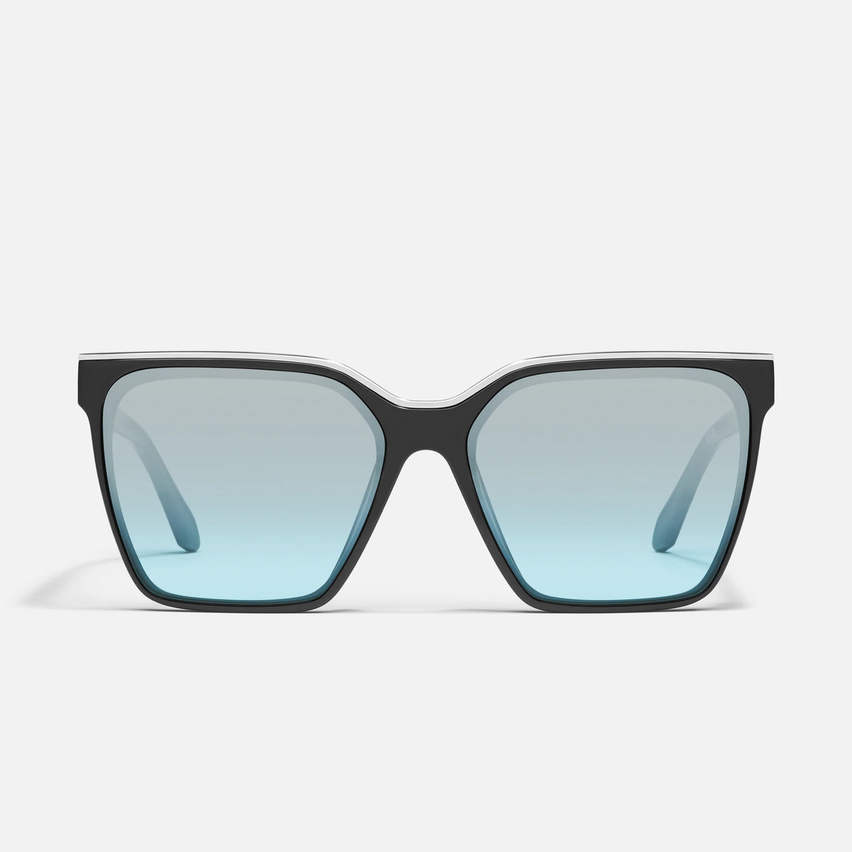 QUAY Level Up Sunglasses - Black/Silver Turquoise Flash – PRESENCE Paris